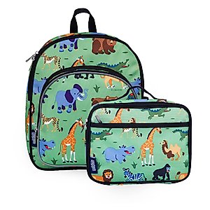 Wildkin 12 Inch Backpack Bundle with Insulated Lunch Box Bag (Wild Animals)