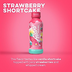Alani Nu Protein Shake, Ready to Drink, Naturally Flavored, Gluten Free, Only 140 Calories with 20g Protein per 12 Fl Oz bottle (Strawberry Shortcake, 12 Pack)
