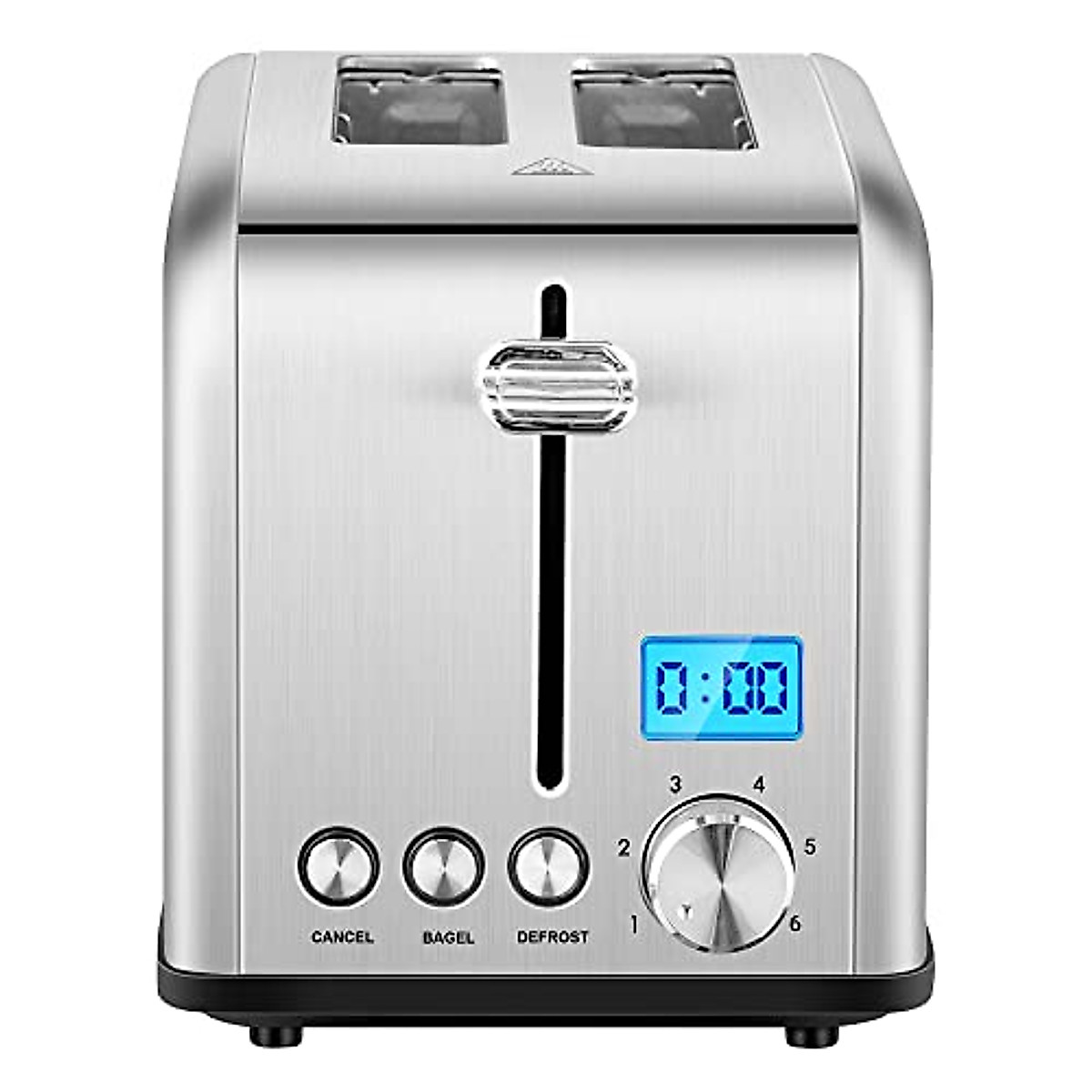 Toaster 2 Slice, REDMOND Stainless Steel Toaster with LED Countdown Timer Display, 1.5" Wide Slot Compact Toaster with Bagel/Defrost/Cancel Function, 6 Shade Control, Removable Crumb Tray, Silver