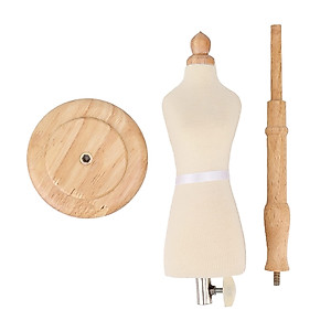 Female Mannequin with Stand, 18-23in Height Adjustable Dress Form Manikin Body with Wooden Base, Pinnable Mannequin Body Dress Jewelry Display for Sewing Dressmakers