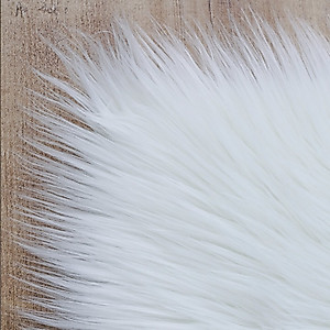 Carvapet 2.3x5 Luxury Ultra Soft Faux Sheepskin Rug – White Plush Area Rug, Bedside Floor Mat or Sofa Cover for Bedroom