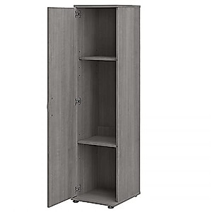 Bush Business Furniture Universal 3 Piece Modular Closet Storage Set with Floor and Wall Cabinets, Platinum Gray