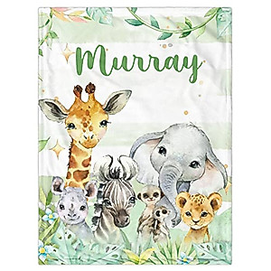 UJDUYSD Personalized Baby Blanket for Boys, Custom Baby Blanket with Name Super Soft Personalized Name Blankets for Kids, Custom Animals Blanket for Infant Toddler, Baby Gift Blanket for Birthday