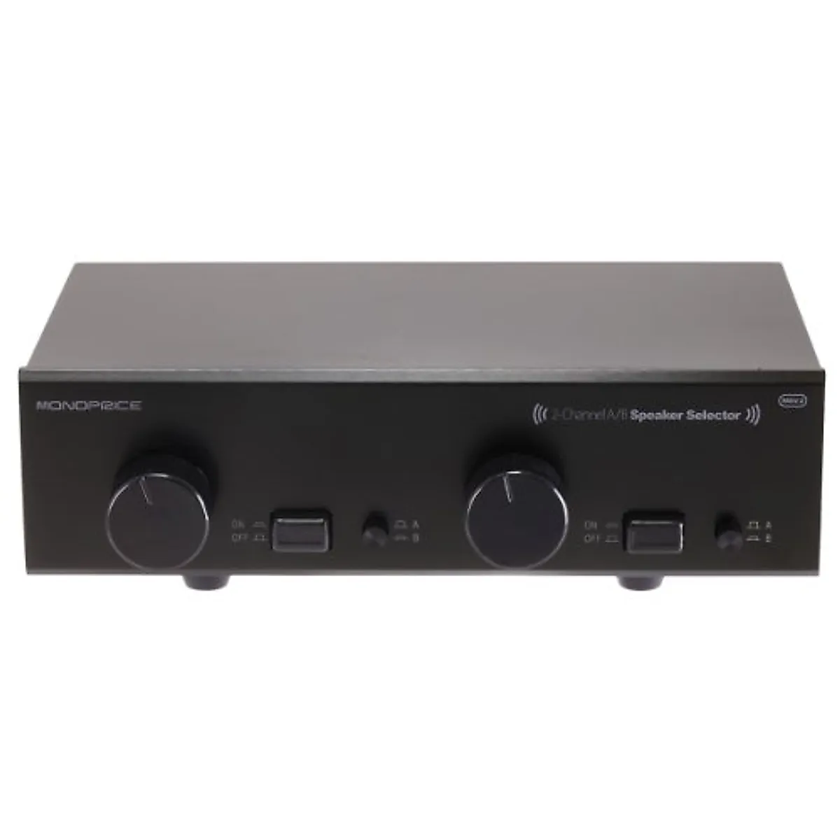 Monoprice 108231 2-Channel A/B Speaker Selector - Black with Volume Control, Built in Independent Volume Controls, Accepts Wire Gauges Up to 14AWG
