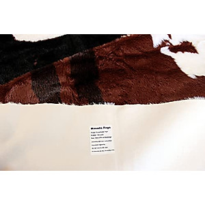 Masada Rugs, Faux Fur Cowhide Area Rug Brown Black White (3 Feet X 5 Feet)