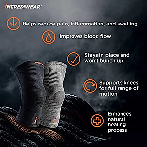 Incrediwear Knee Sleeve – Knee Braces for Knee Pain, Joint Pain Relief, Swelling, Inflammation Relief, and Circulation, Knee Support for Women and Men, Fits 14”-16” Above Kneecap (Black, Large)