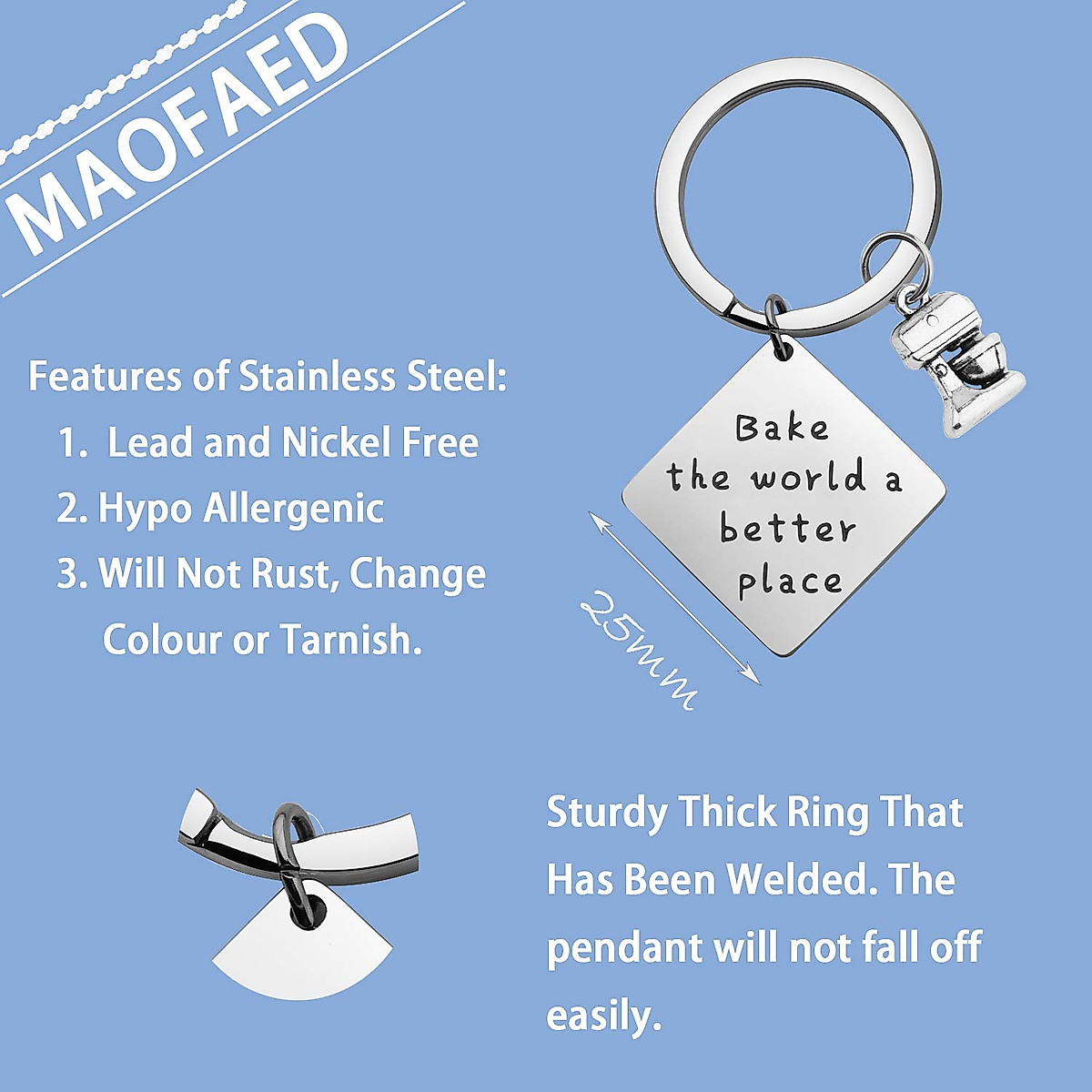 MAOFAED Gift for Baker Bake the World a Better Place Culinary Student Gifts Bake Lover Keychain Gift (KR-Baker Keychain)