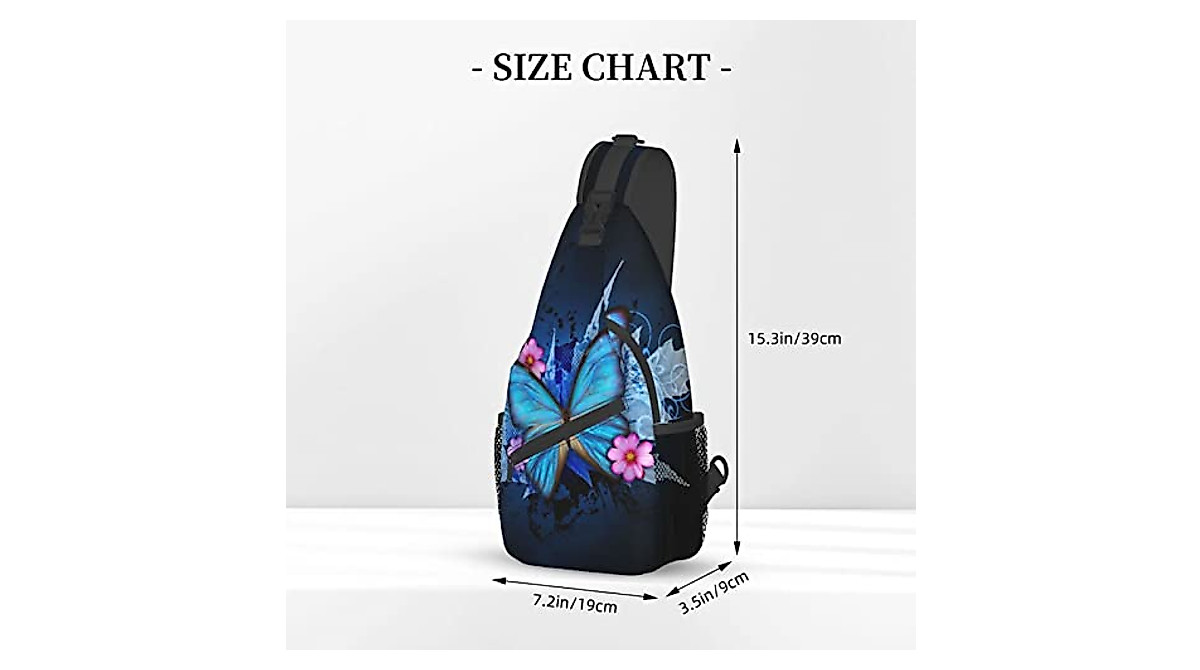 Stylish Blue Butterfly Sling Bag for Travel & Hiking