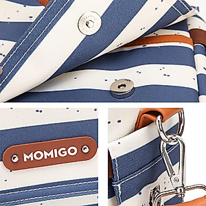 Baby Diaper Stroller Bag - Diaper Caddy Tote Baby Stroller Bag Nursery Storage Bin for Diapers, Wipes & Toys Diaper Bag With Stroller Hooks, Classic Stripes (Blue)