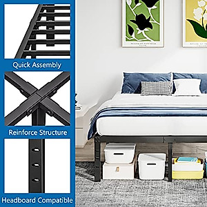 COMASACH 18 Inch Tall Metal California King Bed Frame with Maximum Storage, Heavy Duty Dural Steel Slat Reinforced Platform Bed Frames, Noise Free
