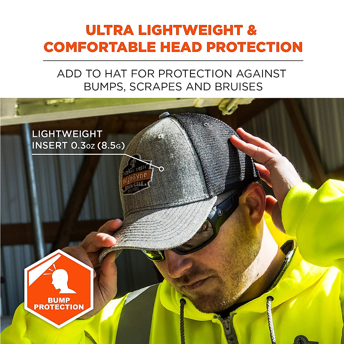 Ergodyne Skullerz 8944 Universal Bump Cap Soft Foam Insert, Protective Hat Liner Inserts, Black