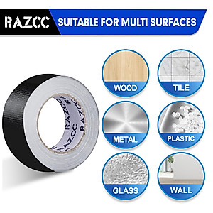 RAZCC Duct Tape, 6 Rolls Black Duct Tape,Heavy Duty, Flexible, No Residue, All-Weather and Tear by Hand, 30 Yard x 2 Inch Per Roll - Bulk Value for Indoor & Outdoor Repairs, Industrial Use