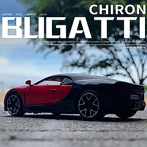 1:32 Bugatti Chiron zinc Alloy Pull Back Car Diecast Electronic Toys with Lights and Music,Decorative,Mini Vehicles Toys for Kids,Boyfriend,Young Peoples Gift（red）
