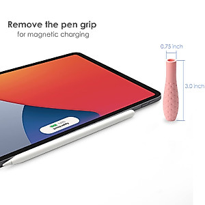 ProElife Ergonomics Grip Holder Silicone Protective Sleeve Cover for Apple Pencil 1st 2nd Generation iPad Pro 11'' 12.9'' 2021/2020/2018 Stylus Accessories Kits (Pink)