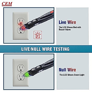 CEM AC-15EX Voltage Tester,Non-Contact Volt Tester, with Dual Range AC 12V-1000V/100V-1000V, Live/Null Wire Tester, Buzzer Alarm, Wire Breakpoint Finder, Flashlight, Ex ib IIB T4 (ATEX)