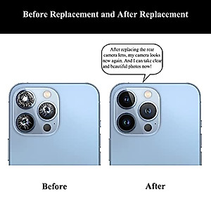 LOZOP Rear Camera Lens Glass Replacement with Adhesive Pre-Installed Compatible for iPhone 13 Pro / 13 Pro Max (3 Pieces/Set) with Repair Tools and Installation Manual