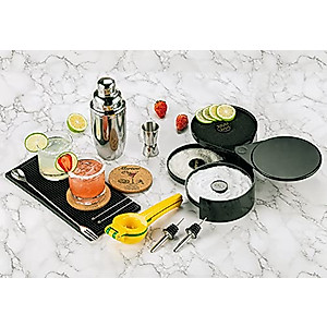 USEEKRIL Margarita Cocktail Kit - Set of Rocks Glasses | Stainless Cocktail Shaker | Jigger|Bar Spoon|Citrus Squeezer | Coasters | Pourers | Cocktail Picks | Accessories to Craft Margaritas at Home!