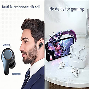 Soonic HI-FI Studio Buds Wireless Noise Cancelling Earbuds Compatible with Apple Android, Built-in Microphone, IPX4 Rating, 7 Hours Playing Time Earphones, Bluetooth 5.0 Headphones (White), G08-88