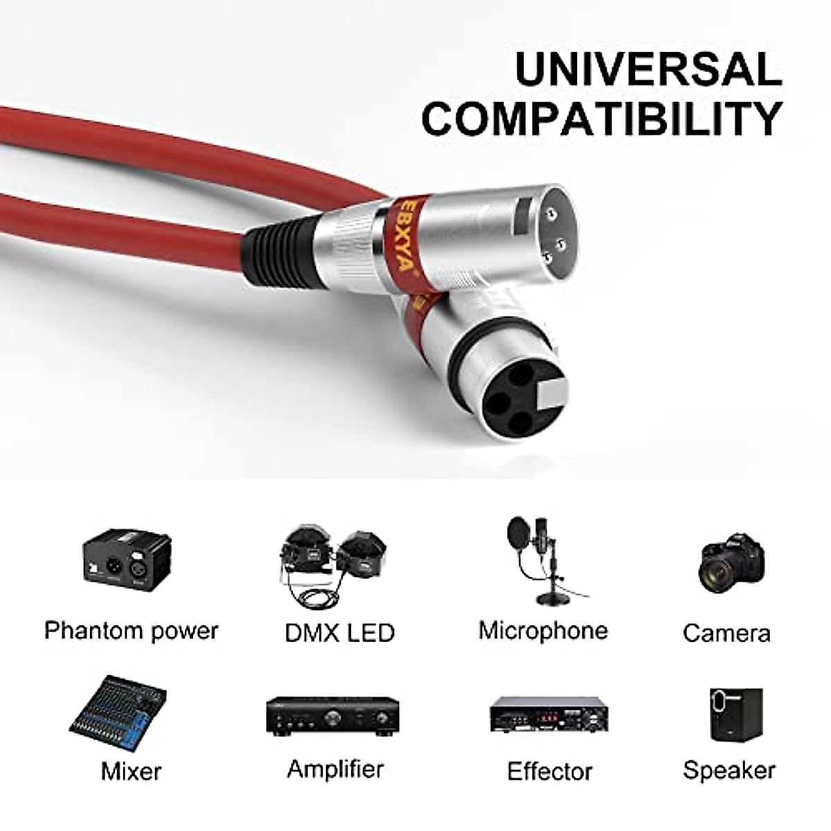 EBXYA XLR Cables 50 ft 2 Pack - Mic Cables Balanced DMX Cable Male to Female Suitable for Microphones, Radio Station, Stage Lighting