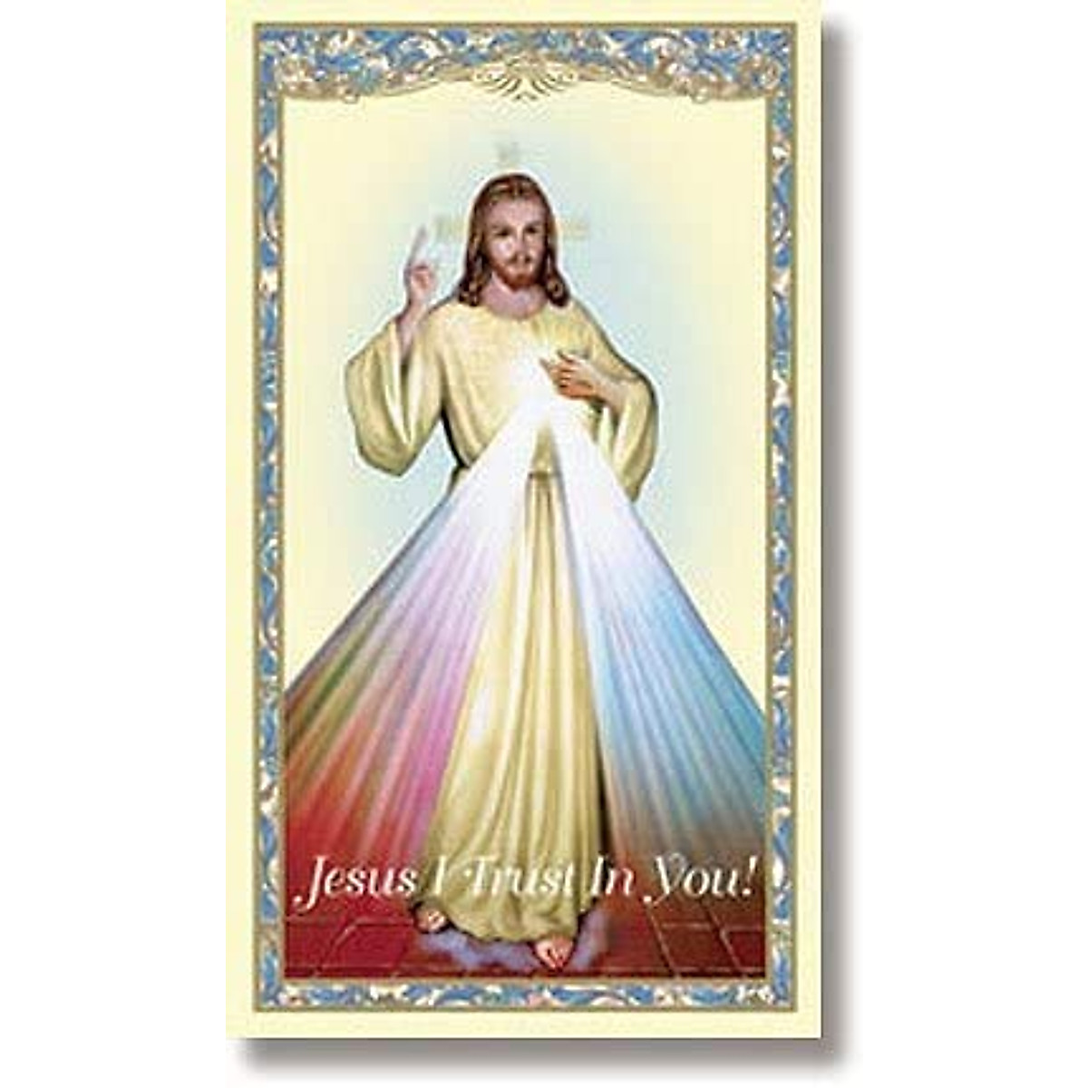Divine Mercy Holy Card with Divine Mercy Chaplet on The Back - Laminated