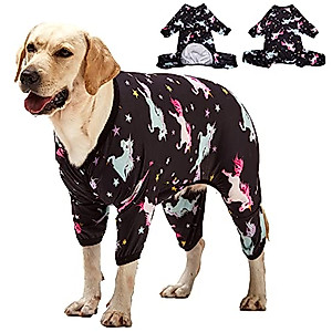 LovinPet Pet Pajamas for Dogs Large - Post-Surgical Recovery Pajamas for Big Dogs, Lightweight Pullover Dog Pajamas, Full Coverage Dog pjs, Wild Horses Galloping Print /2XL