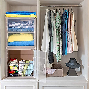 EZOWare 2 Tier Organizer Drawer, Stackable Plastic Modular Storage Box for Bathroom, Bedroom, Living Room, Kitchen, Office - 2 Pack