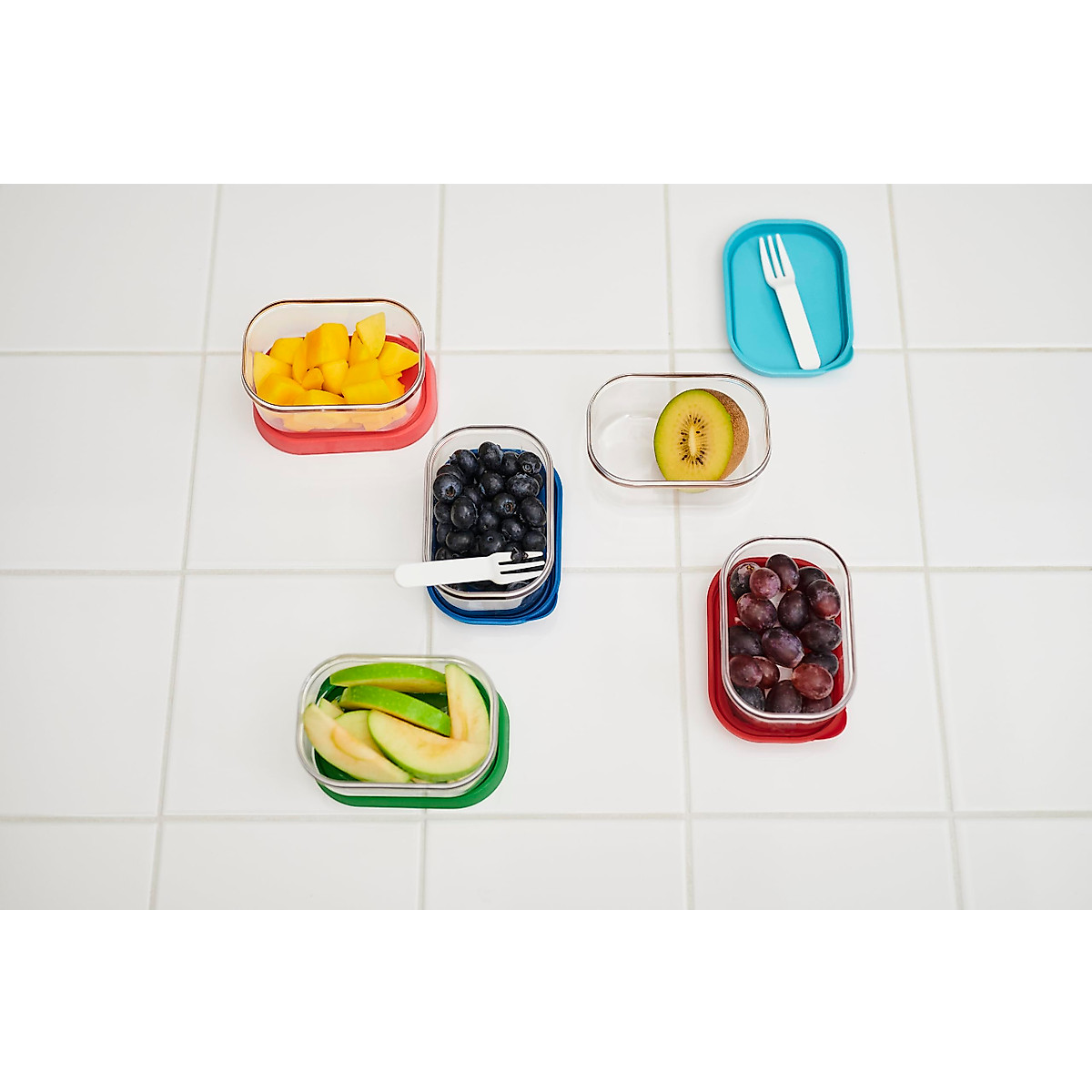 MEPAL, Take a Break Fruit Box with Lid and Fork Included, Ideal Container for Food Storage, Portable, BPA Free, Nordic Green, Holds 250ml|8.5 oz, 1 Count