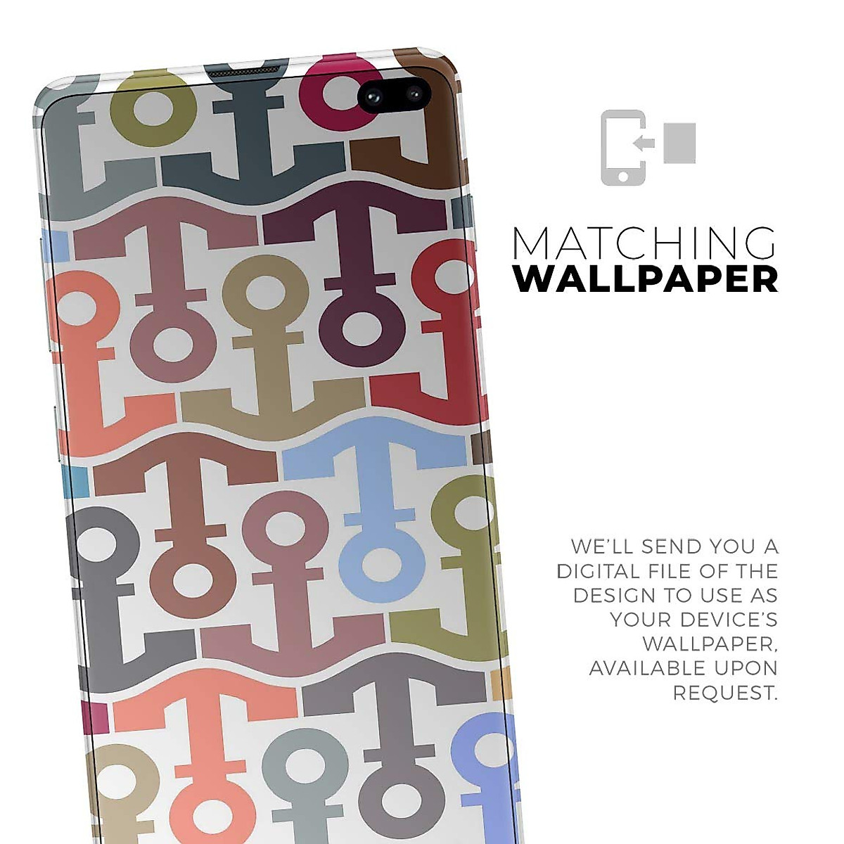 DesignSkinz Color Vector Anchor Collage Protective Vinyl Decal Wrap Skin Cover Compatible with The Samsung Galaxy S20 (Screen Trim & Back Glass Skin)