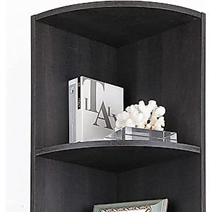 ICE ARMOR 5 Tier Corner Bookcase Wooden Display Bookshelf Storage Rack Multipurpose Shelving Unit for Living Room Home Office in Black Finish, (99JET100-2022-15)