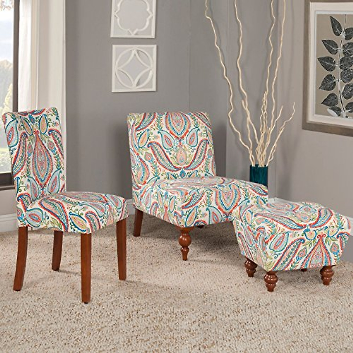 HomePop Parsons Classic Upholstered Accent Dining Chair, Set of 2, Colorful Paisley
