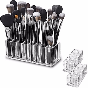 byAlegory Acrylic Makeup Beauty Brush Organizer | 24 Space Cosmetic Storage (CLEAR)