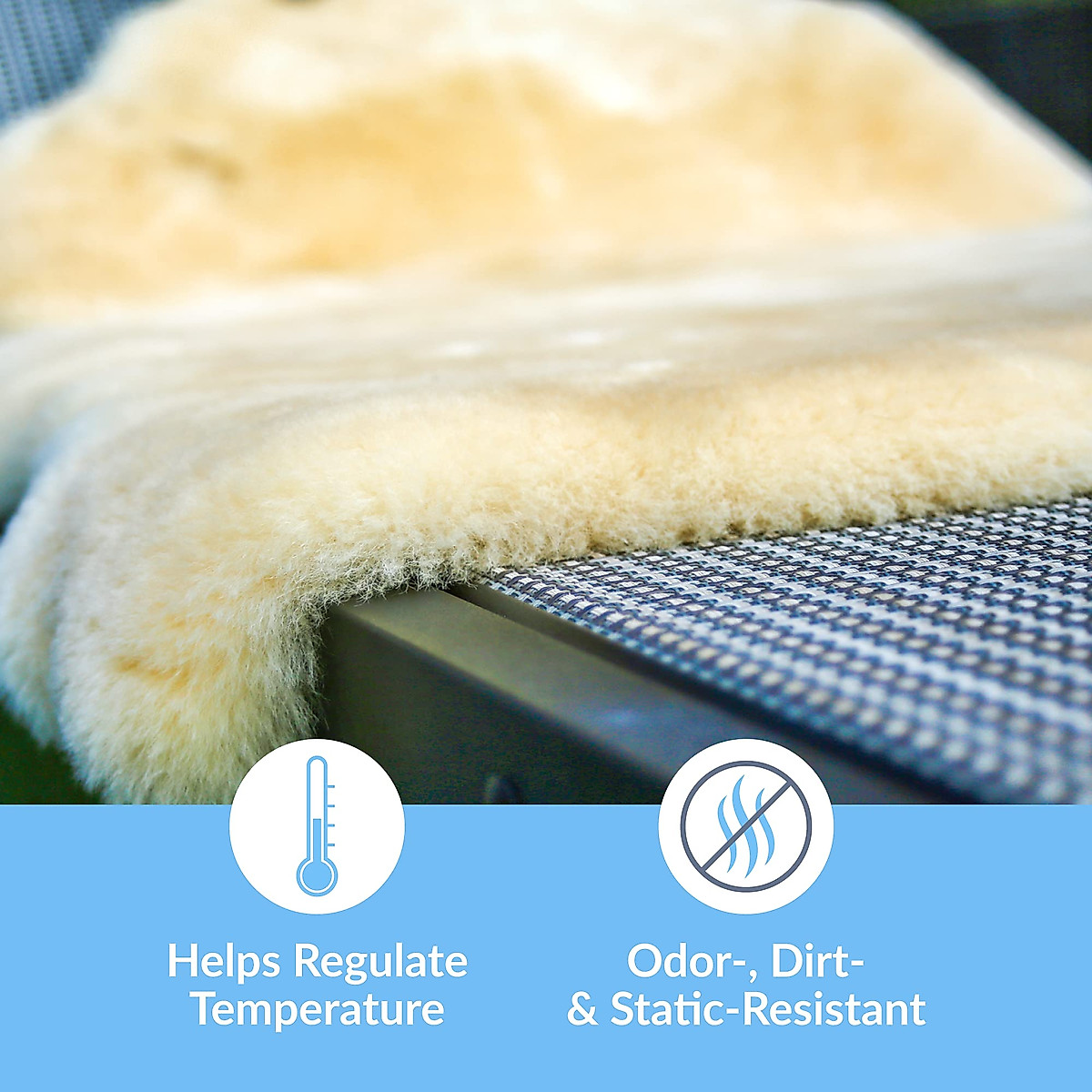 Sheepskin Ranch Double Mattress Cover, 72 in x 24 in, Natural Wool, Machine Washable