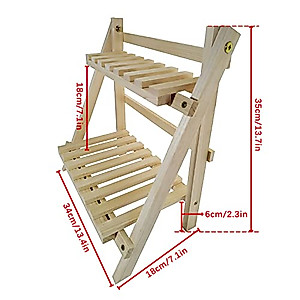 BestAlice Wooden Double Layer Rack Desk Storage Organizer, Foldable Wooden 2-Tier Ladder Shelves, Durable Shelf Flower Pot Seasoning Storage Racks, Sundries Storage Shelf Home Decor Organizer, Ladder