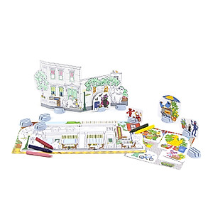 Green Toys Sesame Street Neighborhood Maker Coloring Activity Set - 19 Piece Pretend Play, Motor Skills, Creative Arts & Crafts Kids Toy Set.