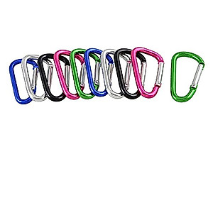 12pcs Colorful Carabiner Aluminum Screw Locking Spring Clip Hook Outdoor D Shaped Keychain Buckle for Camping, Hiking, Fishing(Random Color)