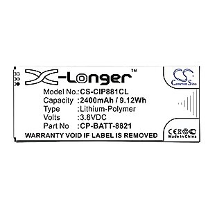 Battery Replacement for Cordless Phone Cisco 8800 Part Number Cisco 74-102376-01 CP-BATT-8821 GP-S10-374192-010H 2400mAh / 9.12Wh 3.8v Li-Polymer Black LIONX