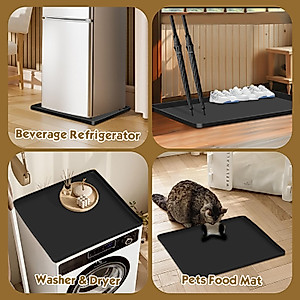 Mini Fridge Silicone Drip Mat with Raised Edges, 23.6" x 23.6" x 0.8" Silicone Floor Protectors for Mini Refrigerator Freezer, Wine Cabinet, Dishwashers, dryers and Other Appliances (Black)