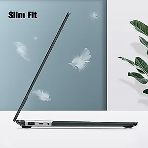 Fintie Case for 15 Inch Microsoft Surface Laptop 5 4 3 with Metal Keyboard (Model: 1872/1873/1953/1979) - Protective Slim Snap On Hard Shell Cover, Crystal Black