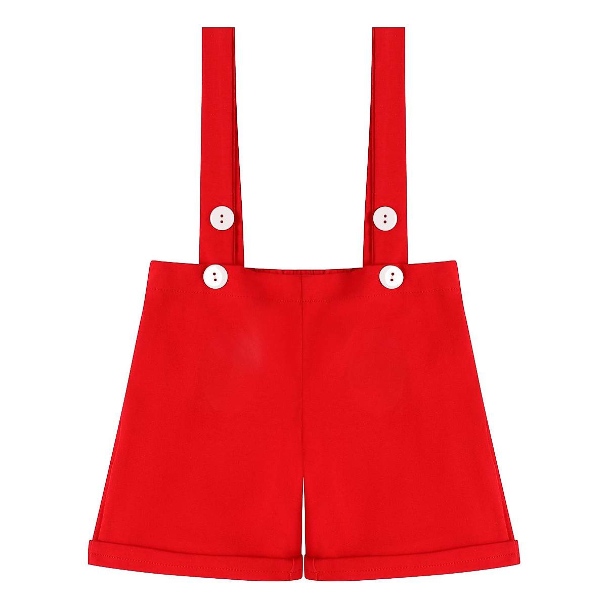 First Birthday Cake Smash Photo Prop Outfits for Baby Boys Romper+Bow Tie+Suspenders Overalls Bib Pants Shorts Ears Headband Halloween Baby Shower Clothing Set Red+Balck-Buttons 12-18 Months