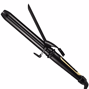 Lanvier 1.25 Inch Clipped Curling Iron with Extra Long Tourmaline Ceramic Barrel, Professional 1 1/4 Inch Hair Curler up to 450°F Dual Voltage for Traveling, Hair Waving Style Tool–Black