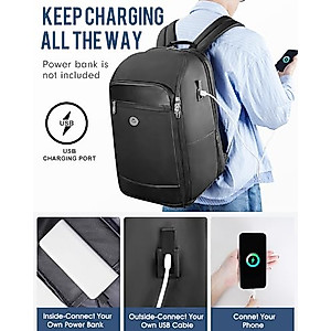 MATEIN Laptop Backpack for Men, 50L Expandable Business Carry on Backpack with USB Port & Wet Bag Fits 17 Inch Computer, Large Waterproof TSA Smart Flight Approved Weekender Travel Bag Gifts, Black