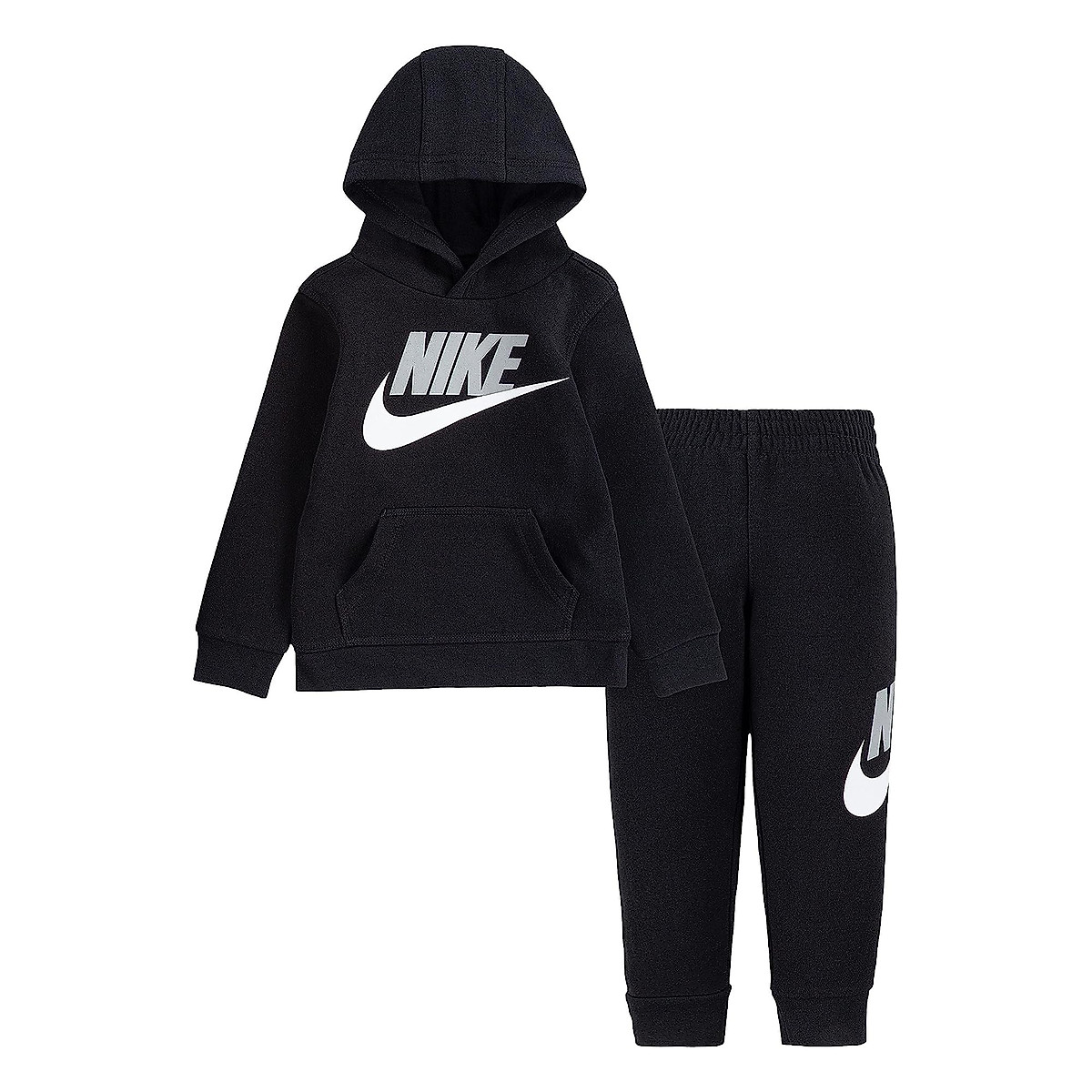 Nike Boy's Club HBR Pullover Joggers Set (Little Kids) Black/Light Gray 6 Little Kid