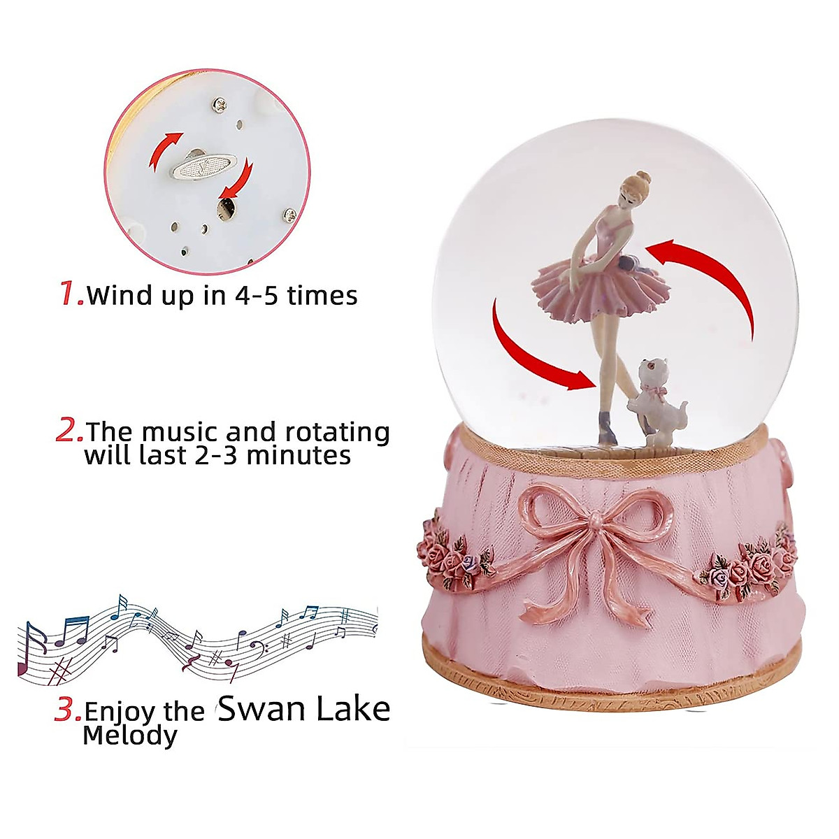Singeek Ballerina Snow Globe Plays Swan Lake Ballet Tune,Christmas Music Snowglobes Ballet Recital Gifts (Dance with Swan)