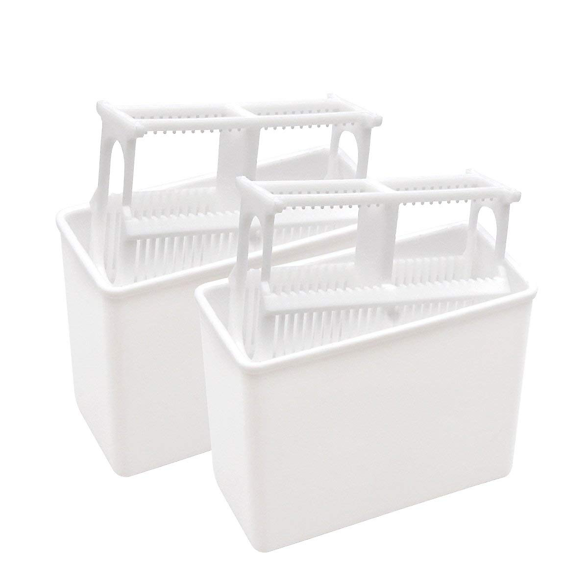 YXQ 24 Slots Microscope Slides Staining Jar Frame Rack 2-Set White Plastic Covered