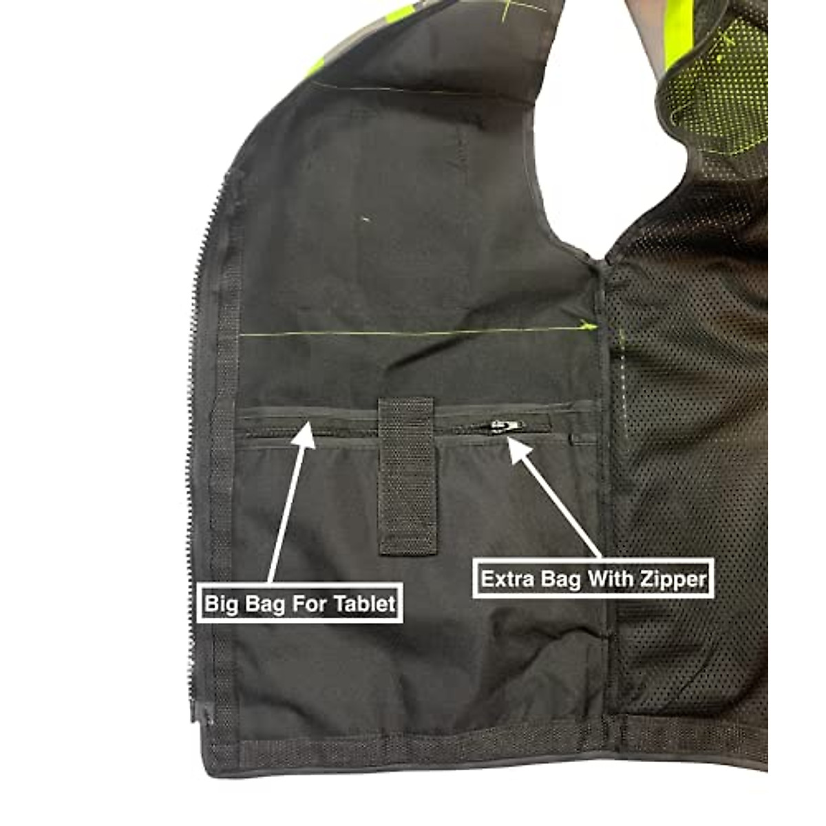Vero1992 (C) Vest Mens Class 2 Black Series Safety Vest With Zipper and Utility Pockets Premium Black Series Surveyors Vest (L, Black)