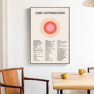 Daily Affirmation Wall Art Colorful Aura Poster Inspirational Paintings for Wall Energy Spiritual Picture Orange Aesthetic Posters Daily Gratitude Picture for Living Room Bedroom 16x24inch Unframed