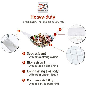 Mayapple Baby Stuffed Animal Toy Hammock, Premium Plush Toy Hanging Organizer, SKY JUNGLE, Jumbo Large Storage Mesh Pet Net,White