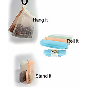 All- Purpose Reusable Silicone Ziplock Bag | Stand-Up: Small, Medium, Large | Space Saver | Travel Essentials, Make-up | Meal Prep | Storage | BPA free | Latex free| PVC free (Set of 4)
