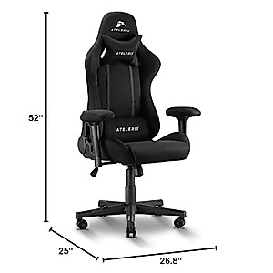 Atelerix Ventris Noir Gaming Chair - Use as Desk, Office or Computer - Tilting Mechanism and Ergonomic Adjustable Swivel Game Chair w/ 4D Armrests & Armrest Covers, Headrest and Lumbar Support