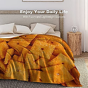 3D Funny Realistic Food Cheese Cracker Flannel Fleece Throw Blankets 50"X40" Soft Cozy Fluffy Winter Fall Blanket Cozy Soft Fuzzy Plush Home Decor for Couch Bed Sofa Living Room Bedroom